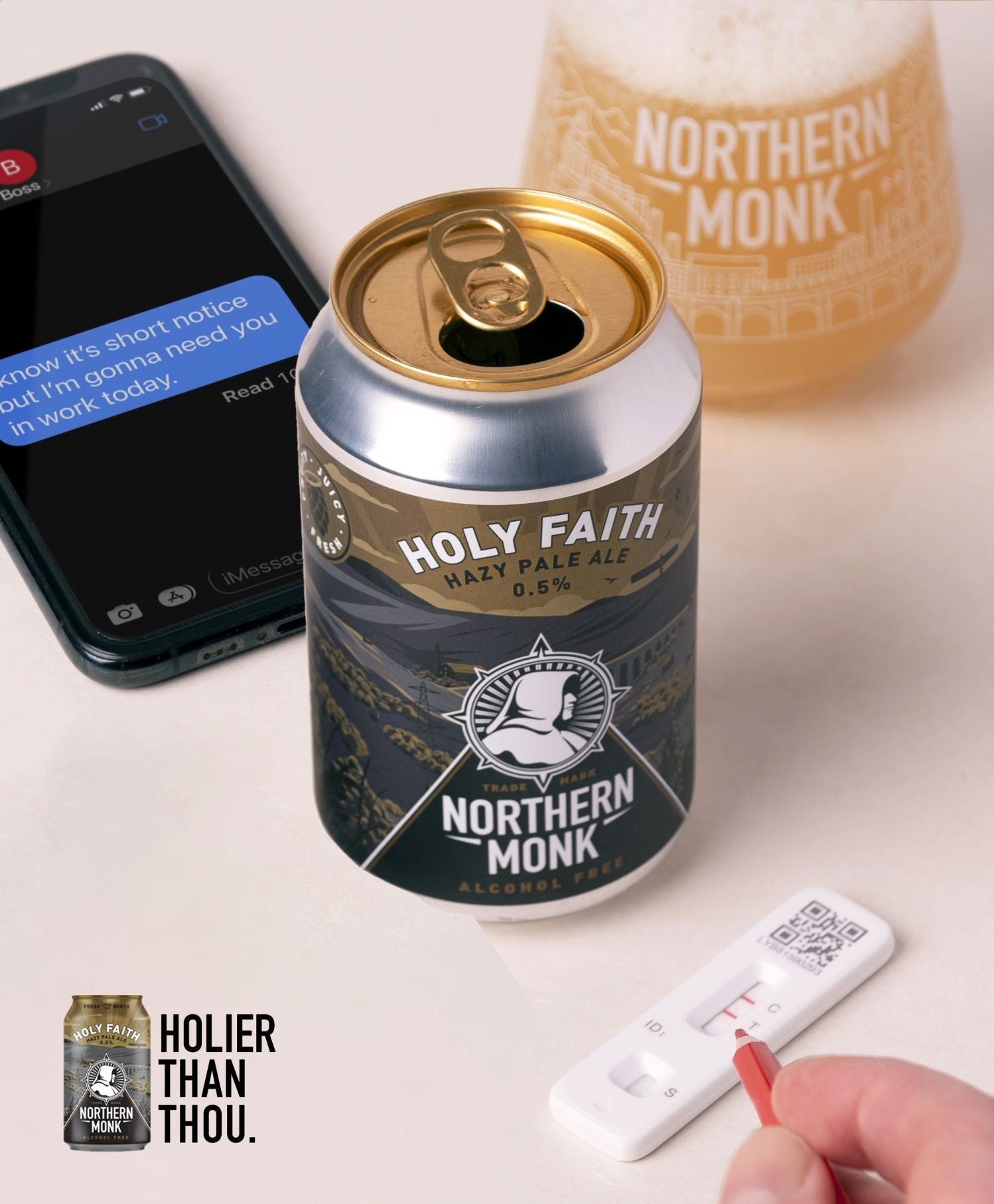 Holy Faith - Northern Monk - Alcohol Free Hazy Pale Ale, 0.5%, 330ml C ...